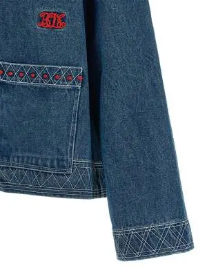 BODE Embroidered Denim Workwear Jacket - Blue