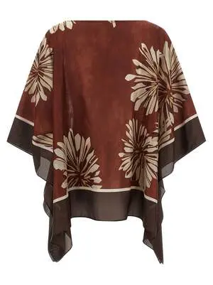 Brunello Cucinelli Silk Floral Print Caftan Blouse