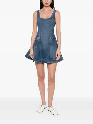 SELF-PORTRAIT Flared Denim Mini Dress