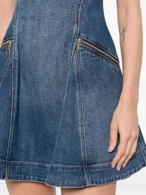 SELF-PORTRAIT Flared Denim Mini Dress