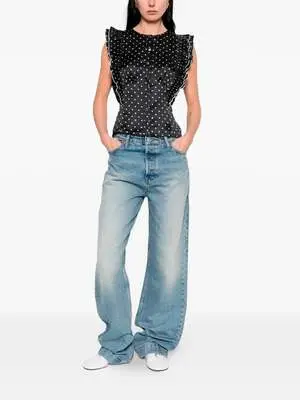 SELF-PORTRAIT Polka Dot Frill Top