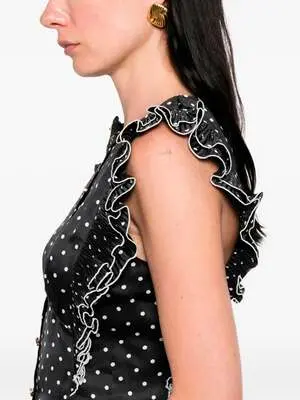 SELF-PORTRAIT Polka Dot Frill Top