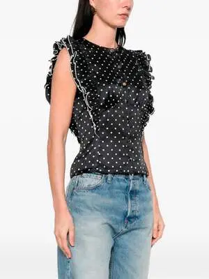 SELF-PORTRAIT Polka Dot Frill Top