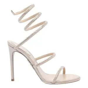 Rene Caovilla Cleo Pump Sandals With Rhinestones - Cream