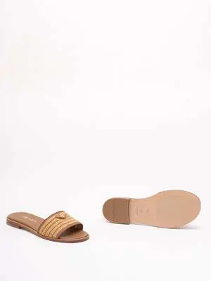Prada Leather Slides With Crochet Detail - Multicolor