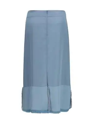 Bottega Veneta Midi Skirt With Slit And Tasseled Hem