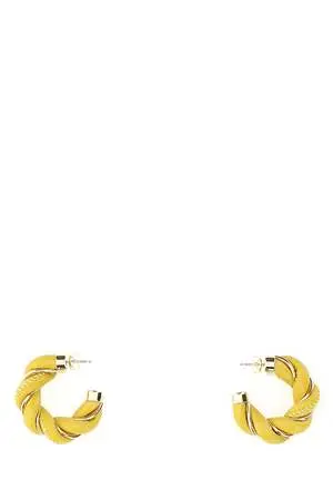 Bottega Veneta Nappa Leather And 925 Silver Twist Earrings - Yellow