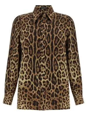 Dolce & Gabbana Leopard Print Silk Shirt - Brown