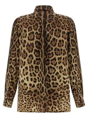 Dolce & Gabbana Leopard Print Silk Shirt - Brown