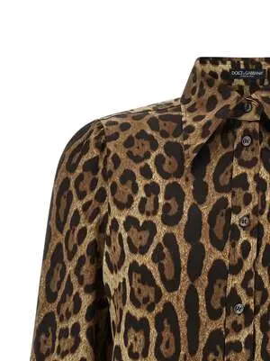 Dolce & Gabbana Leopard Print Silk Shirt - Brown