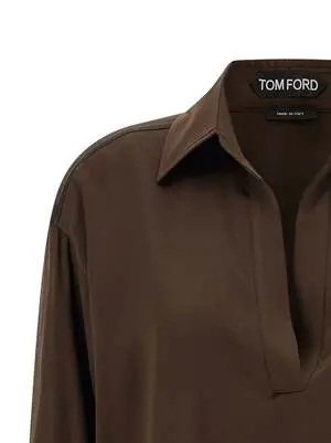 TOM FORD Silk Polo Shirt - Brown
