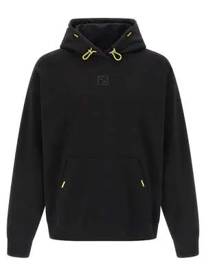 Fendi Cotton Hoodie With Ff Logo Embroidery - Black