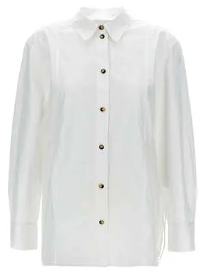 GANNI Cotton Poplin Lace-up Shirt - White
