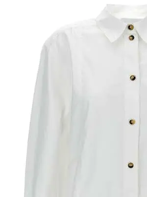 GANNI Cotton Poplin Lace-up Shirt - White