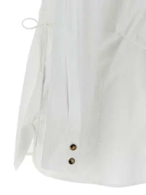GANNI Cotton Poplin Lace-up Shirt - White