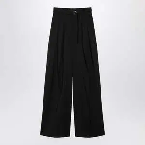 Sportmax Wide-leg Stretch-wool Trousers - Black