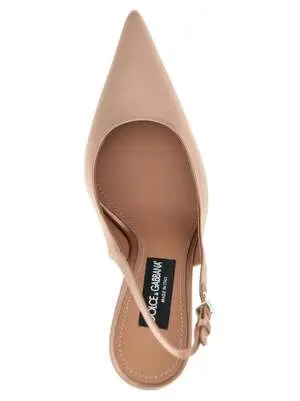 Dolce & Gabbana Satin Slingbacks With Metal Heel Detail - Pink