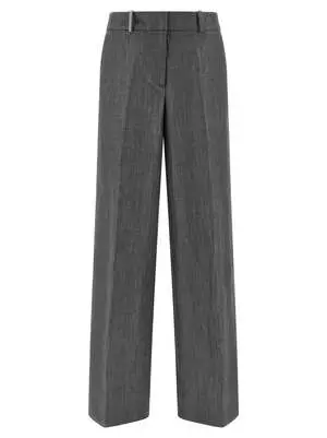 Peserico Punto Luce Embossed Wavy Linen Lamé Thread Pants - Gray
