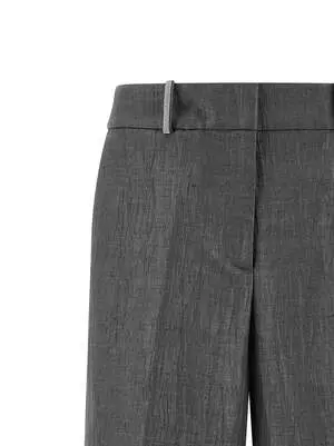 Peserico Punto Luce Embossed Wavy Linen Lamé Thread Pants