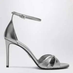 Prada Leather Heeled Sandals With Adjustable Ankle Strap