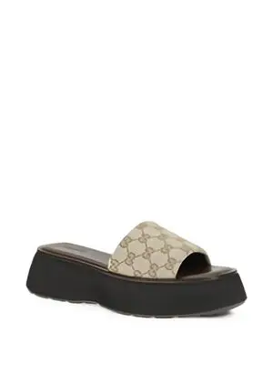 Gucci Horsebit Denim Slides - Multicolor
