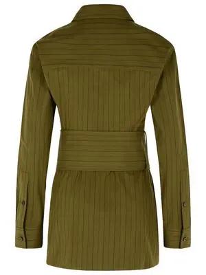 Burberry Cotton Mini Dress With Buckle Belt
