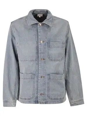 A.p.c. Cotton Denim Chore Jacket With Patch Pockets - Multicolor
