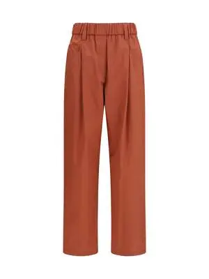 Brunello Cucinelli Cotton Elasticated Waist Pants - Orange