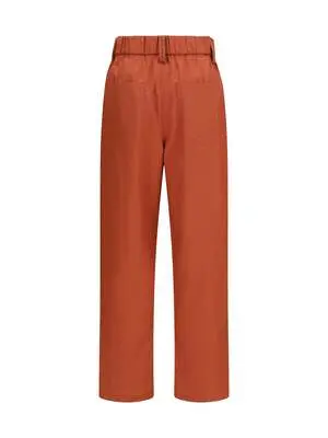 Brunello Cucinelli Cotton Elasticated Waist Pants - Orange