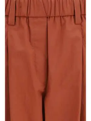 Brunello Cucinelli Cotton Elasticated Waist Pants - Orange