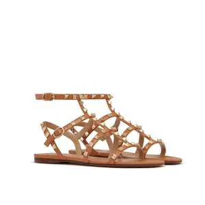 Valentino Garavani Rockstud Flat Sandals - Brown