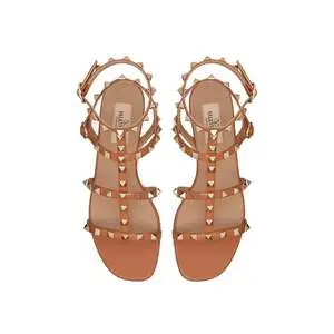 Valentino Garavani Rockstud Flat Sandals - Brown