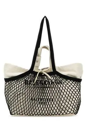 Balenciaga Two-tone Canvas And Mesh Shopping Bag - Multicolor