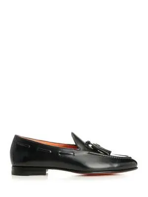 Santoni Brushed Leather Moccasin With Tassels