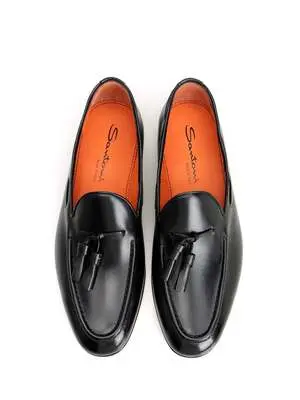 Santoni Brushed Leather Moccasin With Tassels