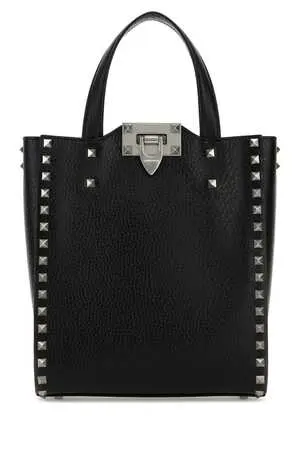 Valentino Garavani Leather Rockstud Handbag - Black
