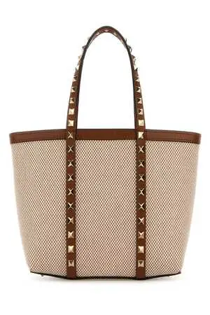 Valentino Garavani Two-tone Canvas Medium Rockstud Handbag - Multicolor