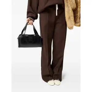 Miu Miu Leather Shoulder Bag With Embossed Logo - Black