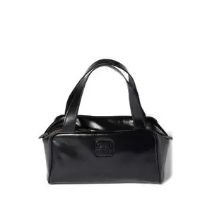 Miu Miu Leather Shoulder Bag With Embossed Logo - Black