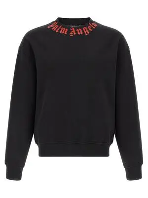 Palm Angels Neck Logo Sweatshirt - Black