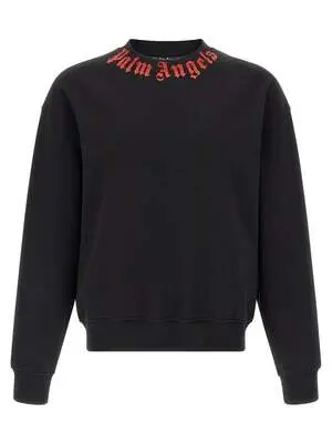 Palm Angels Neck Logo Sweatshirt - Black