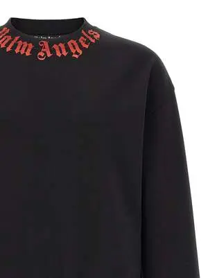Palm Angels Neck Logo Sweatshirt - Black