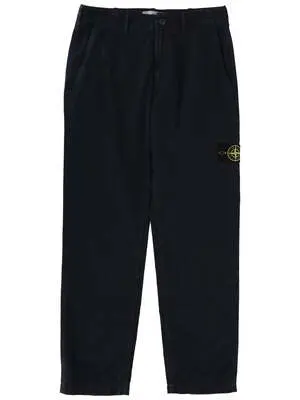 Stone Island Logo Patch Cotton Pants - Blue