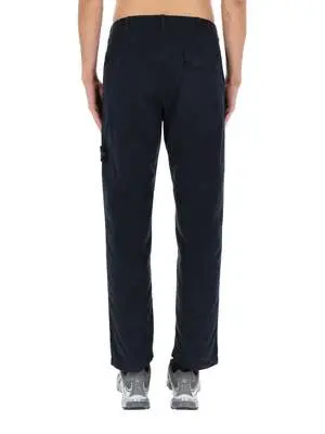 Stone Island Logo Patch Cotton Pants - Blue