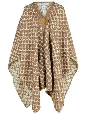 Max Mara Editti Monogram Cape In Virgin Wool And Cotton