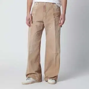 Dsquared2 DSQUARED2 Carpenter Jeans In Beige Cotton Canvas Cream