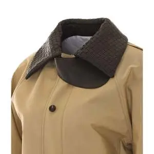 Bottega Veneta Cotton Jacket With Woven Leather Collar - Cream