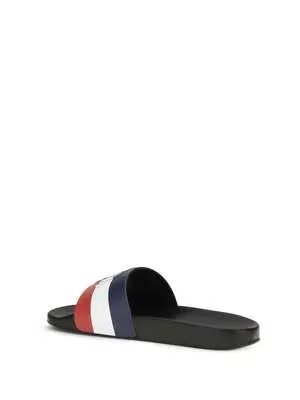 Moncler Basile Rubber Slides With Tricolor Strap - Multicolor