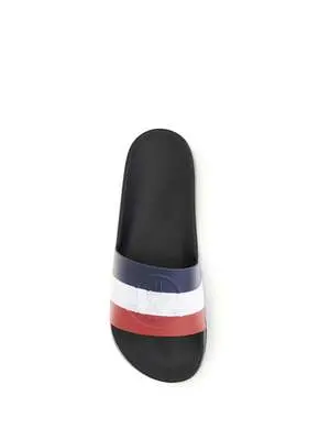 Moncler Basile Rubber Slides With Tricolor Strap - Multicolor