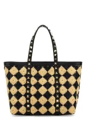 Valentino Garavani Embroidered Raffia Mini Rockstud Handbag